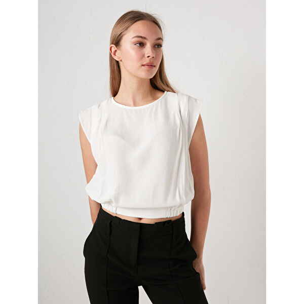 LCW VISION Bisiklet Yaka Düz Crop Maroken Kumaş Kadın Bluz LCW VISION Bisiklet Yaka Düz Crop Maroken Kumaş Kadın Bluz