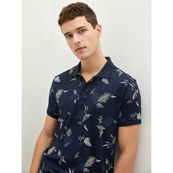 Polo Yaka Kısa Kollu Desenli Penye Erkek Tişört