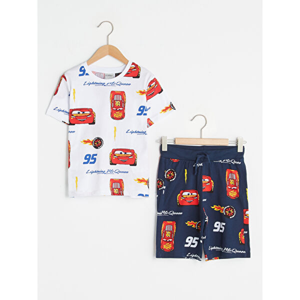 Bisiklet Yaka Arabalar Baskılı Kısa Kollu Erkek Çocuk Tişört ve Şort Bisiklet Yaka Arabalar Baskılı Kısa Kollu Erkek Çocuk Tişört ve Şort