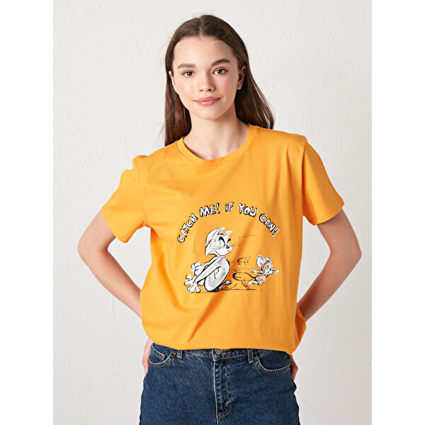 LCW CASUAL Bisiklet Yaka Tom&Jerry Baskılı Kısa Kollu Pamuklu Kadın Tişört