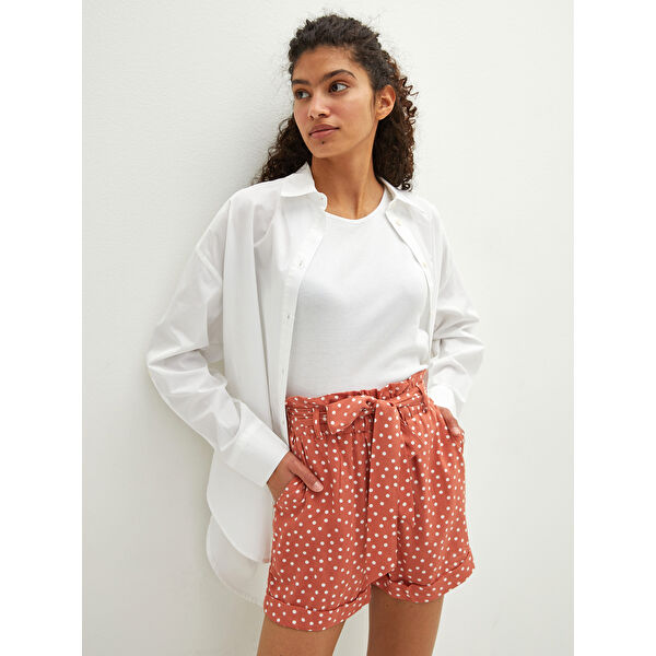 Beli Lastikli Puantiyeli Cep Detaylı Viskon Kadın Şort Beli Lastikli Puantiyeli Cep Detaylı Viskon Kadın Şort