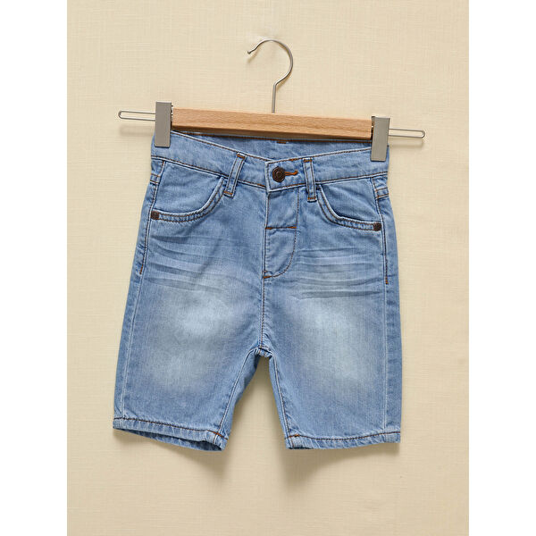 Low Crotch Fit Basic Organik Pamuklu Erkek Bebek Jean Şort Low Crotch Fit Basic Organik Pamuklu Erkek Bebek Jean Şort