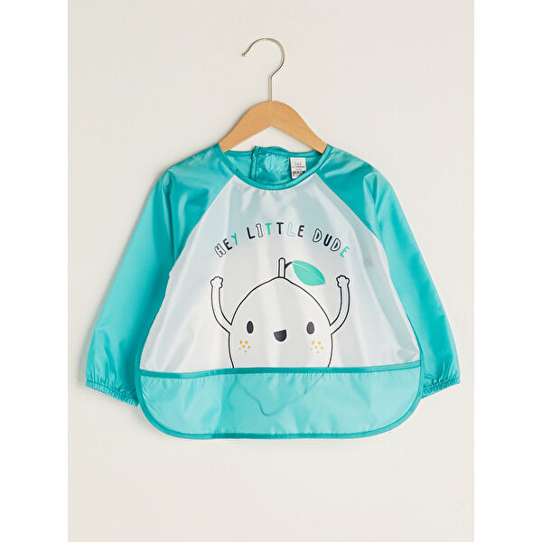 Bisiklet Yaka Uzun Kollu Baskılı Mama Önlüğü