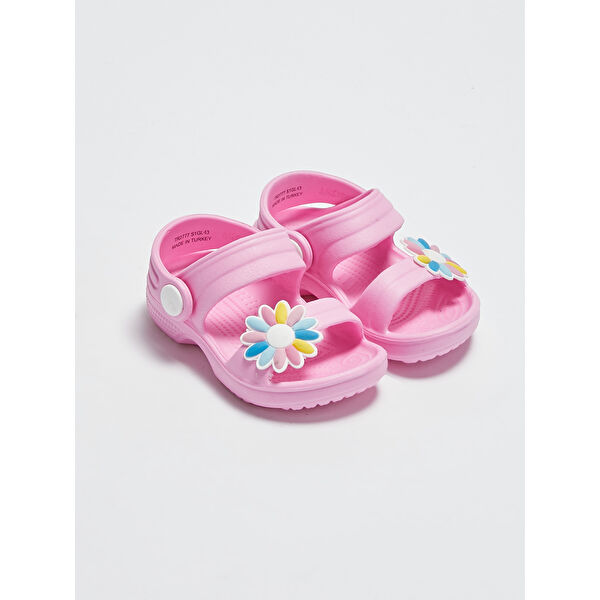 Çiçek Aplikeli Kız Bebek Sandalet