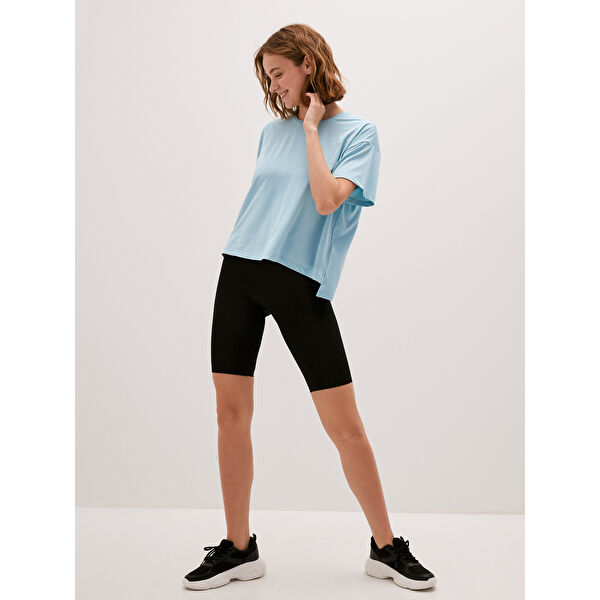 Bisiklet Yaka Reflektör Baskılı Kısa Kollu Kadın Tişört Bisiklet Yaka Reflektör Baskılı Kısa Kollu Kadın Tişört