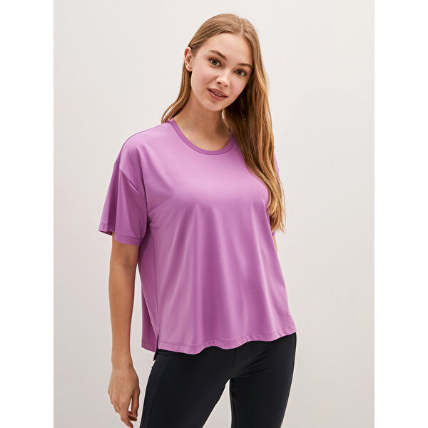 Bisiklet Yaka Reflektör Baskılı Kısa Kollu Kadın Tişört Bisiklet Yaka Reflektör Baskılı Kısa Kollu Kadın Tişört