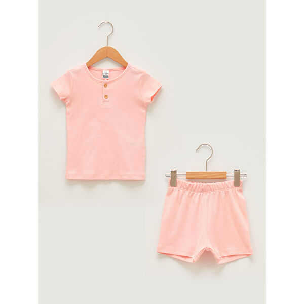 Bisiklet Yaka Kısa Kollu Basic Kız Bebek Pijama Takımı