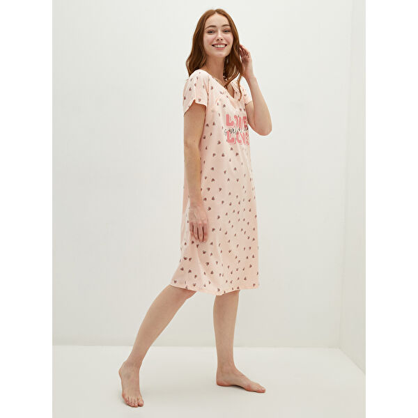 LCW DREAM Bisiklet Yaka Baskılı Kısa Kollu Pamuklu Hamile Gecelik LCW DREAM Bisiklet Yaka Baskılı Kısa Kollu Pamuklu Hamile Gecelik