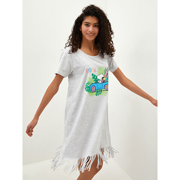 LCW DREAM Bisiklet Yaka Snoopy Baskılı Kısa Kollu Kadın Gecelik LCW DREAM Bisiklet Yaka Snoopy Baskılı Kısa Kollu Kadın Gecelik