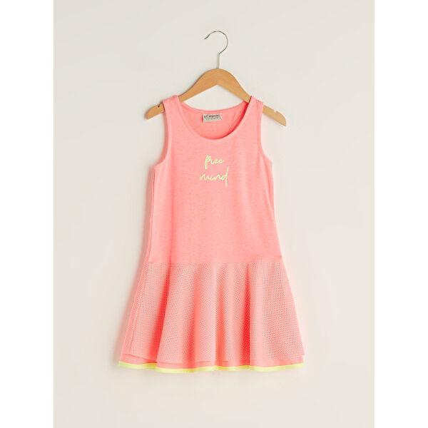 Bisiklet Yaka Baskılı Kız Çocuk Kloş Elbise Bisiklet Yaka Baskılı Kız Çocuk Kloş Elbise