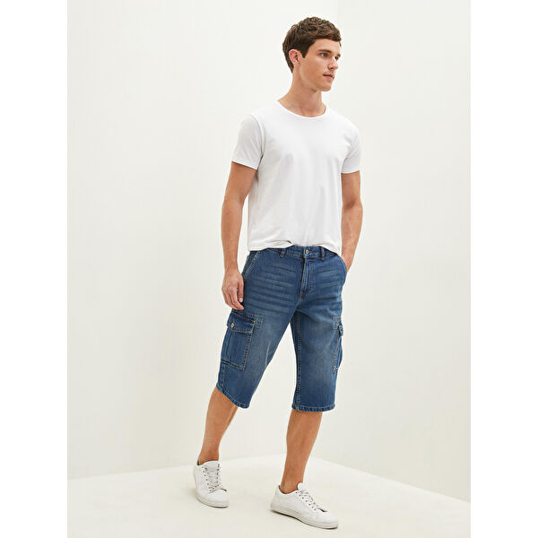 Rahat Kalıp Bermuda Erkek Jean Şort