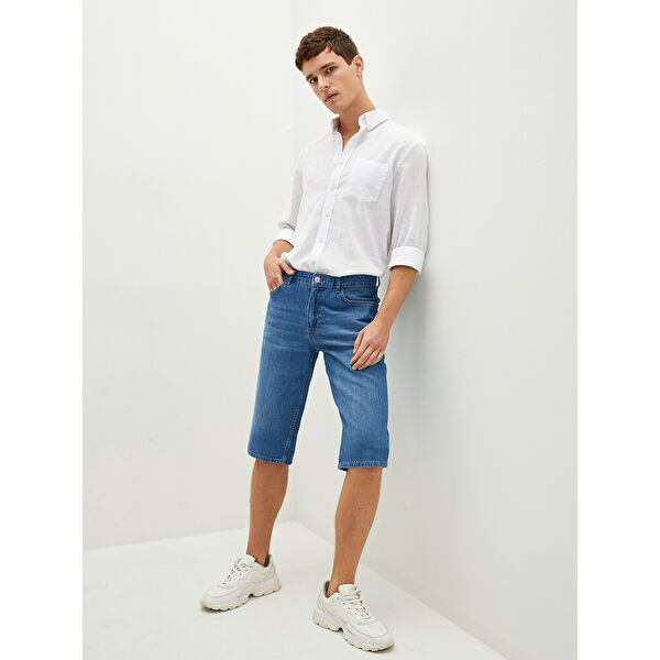 Standart Kalıp Erkek Bermuda Jean Şort