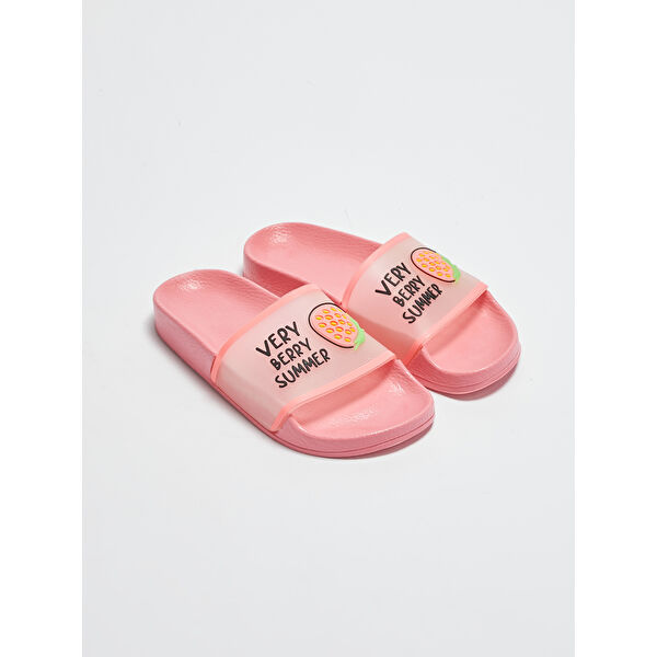 Tek Bantlı Slogan Baskılı Kız Çocuk Terlik