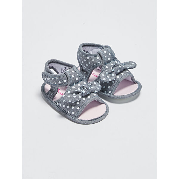 Fiyonk Detaylı Kız Bebek Yürüme Öncesi Ev Ayakkabısı