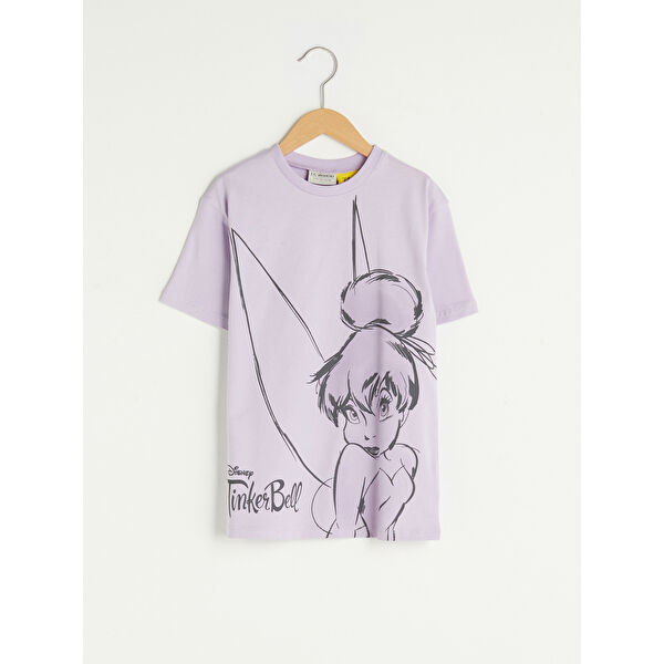 Bisiklet Yaka Tinker Bell Baskılı Kısa Kollu Pamuklu Kız Çocuk Tişört Bisiklet Yaka Tinker Bell Baskılı Kısa Kollu Pamuklu Kız Çocuk Tişört