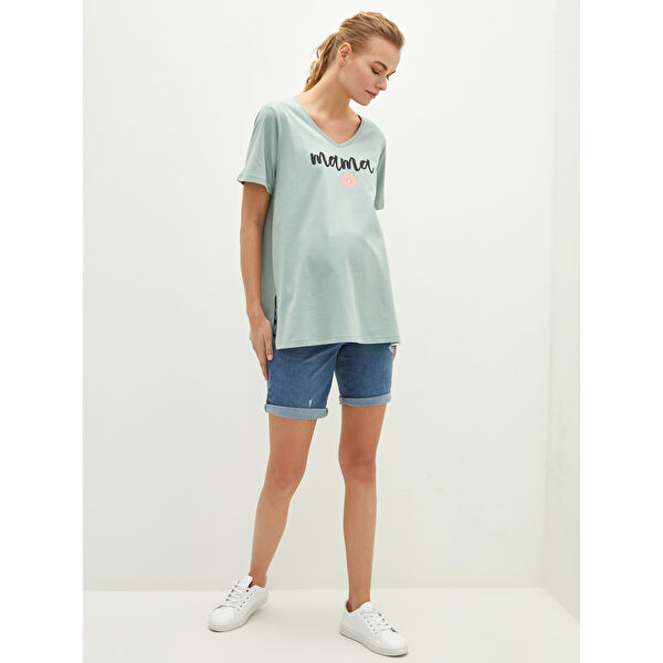 Karın Panelli Cep Detaylı Hamile Jean Şort Karın Panelli Cep Detaylı Hamile Jean Şort