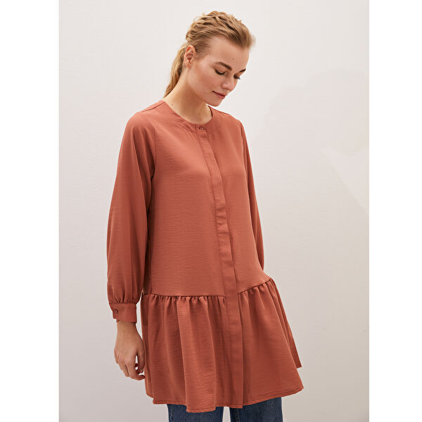 MODEST Bisiklet Yaka Düz Fırfır Detaylı Uzun Kollu Kadın Tunik MODEST Bisiklet Yaka Düz Fırfır Detaylı Uzun Kollu Kadın Tunik