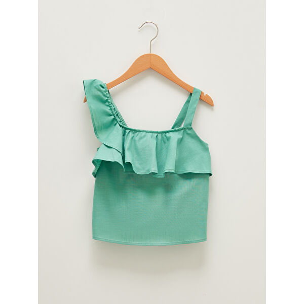 Basic Fırfır Detaylı Poplin Kız Çocuk Bluz