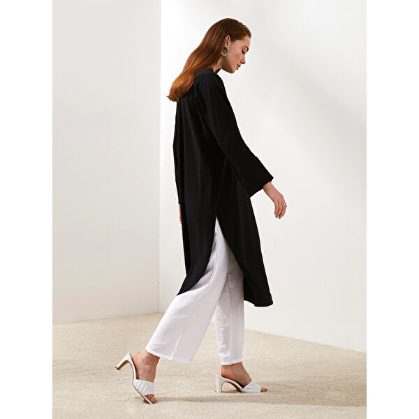 MODEST Gömlek Yaka Düz Uzun Kollu Oversize Kadın Tunik