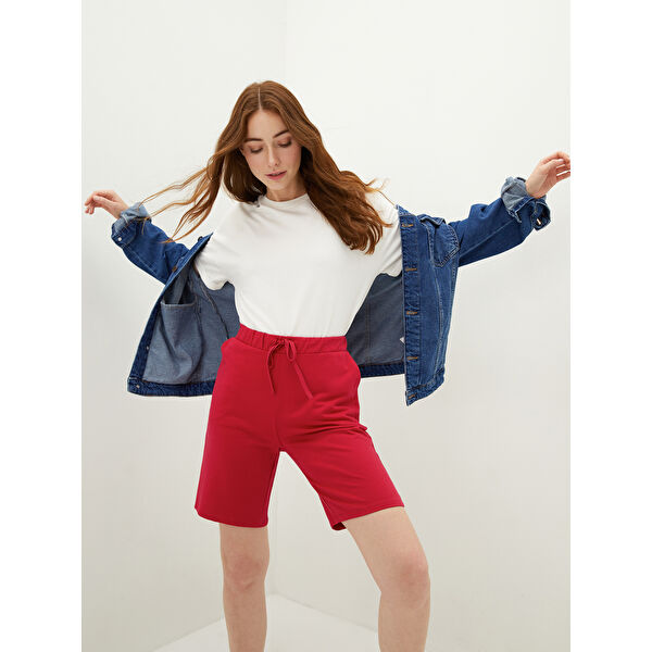 LCW BASIC Beli Lastikli Düz Cep Detaylı Pamuklu Kadın Bermuda Şort LCW BASIC Beli Lastikli Düz Cep Detaylı Pamuklu Kadın Bermuda Şort