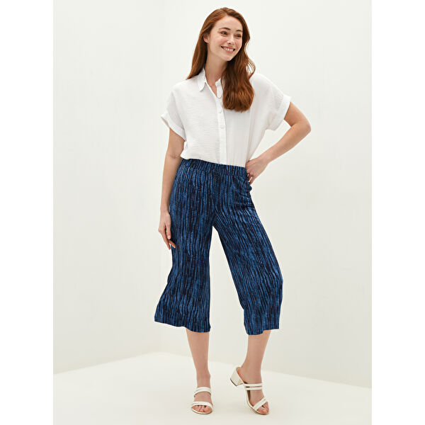LCW BASIC Beli Lastikli Baskılı Viskon Kadın Capri LCW BASIC Beli Lastikli Baskılı Viskon Kadın Capri