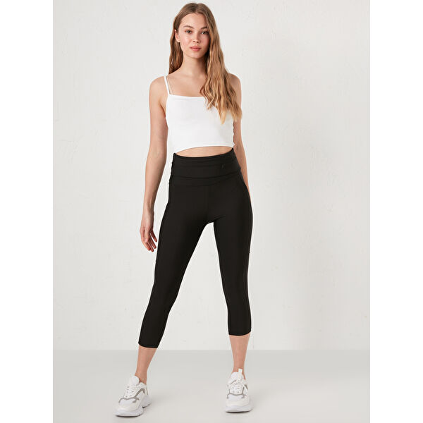 Beli Lastikli Cep Detaylı Kadın Spor Tayt