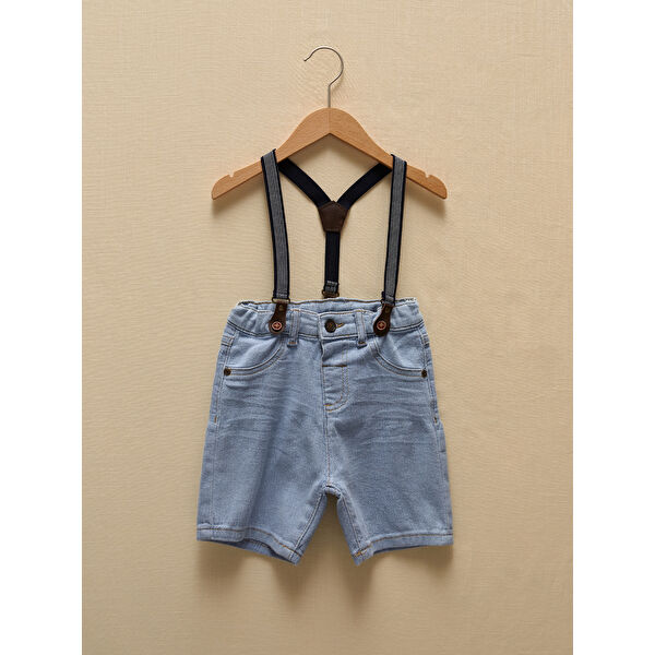 LCW GREEN Basic Erkek Bebek Jean Şort ve Pantolon Askısı 2'li Takım LCW GREEN Basic Erkek Bebek Jean Şort ve Pantolon Askısı 2'li Takım