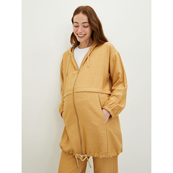 Kapüşon Yaka Düz Cep Detaylı Uzun Kollu Hamile Tunik Kapüşon Yaka Düz Cep Detaylı Uzun Kollu Hamile Tunik