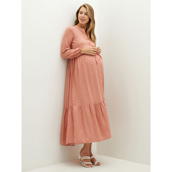 Hakim Yaka Puantiyeli Uzun Kollu Beli Bağlama Detaylı Viskon Hamile Elbise Hakim Yaka Puantiyeli Uzun Kollu Beli Bağlama Detaylı Viskon Hamile Elbise