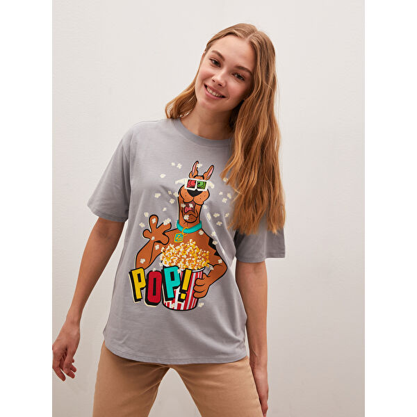 LCW CASUAL Bisiklet Yaka Scooby Doo Baskılı Kısa Kollu Pamuklu Kadın Tişört