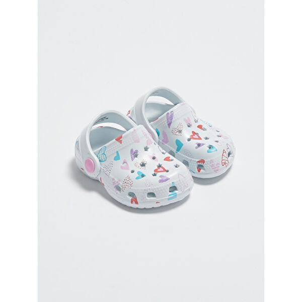 Delikli Görünümlü Baskılı Kız Bebek Sandalet