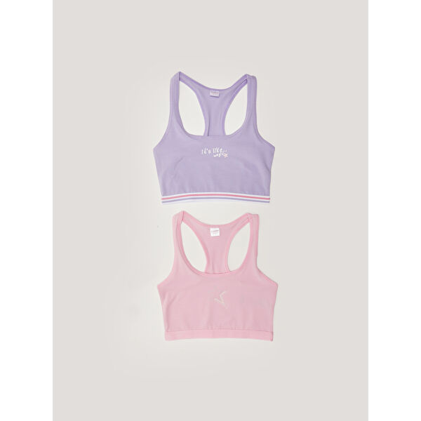 Baskılı Pamuklu Kız Çocuk Büstiyer 2'li