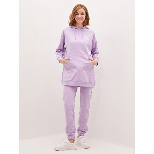 MODEST Kapüşon Yaka Baskılı Uzun Kollu Kadın Tunik