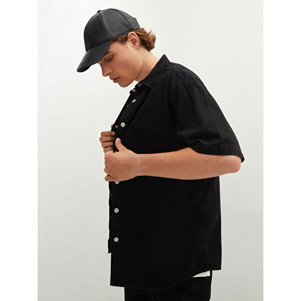 LCW CASUAL Oversize Kısa Kollu Erkek Jean Gömlek