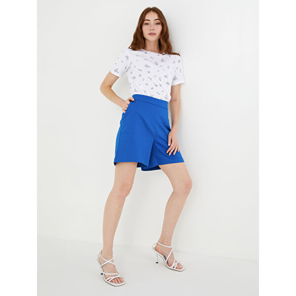 LCW BASIC Beli Lastikli Düz Cep Detaylı Kadın Bermuda Şort