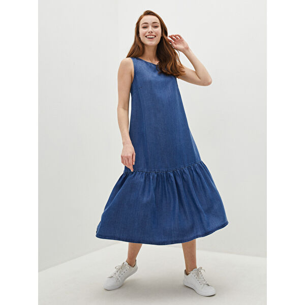 LCW CLASSIC Bisiklet Yaka Kolsuz Düz Tencel Kumaş Kadın Jean Elbise LCW CLASSIC Bisiklet Yaka Kolsuz Düz Tencel Kumaş Kadın Jean Elbise