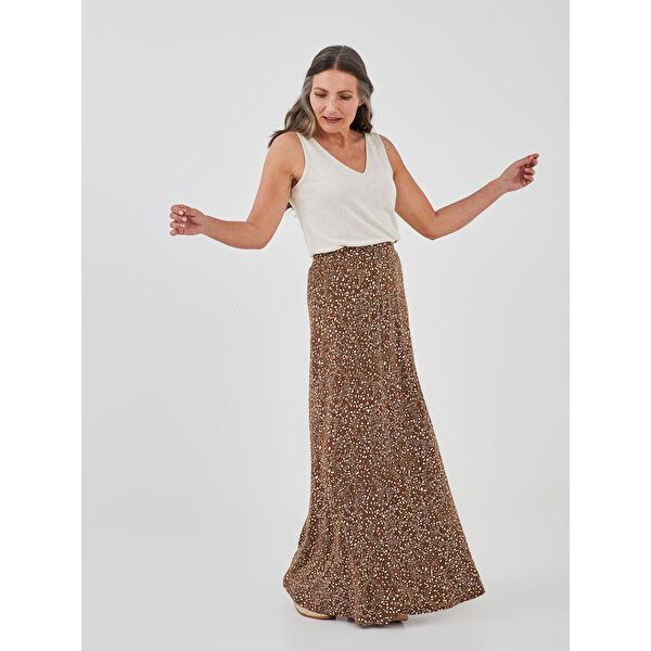 LCW GRACE Beli Lastikli Desenli A Kesim Kadın Etek