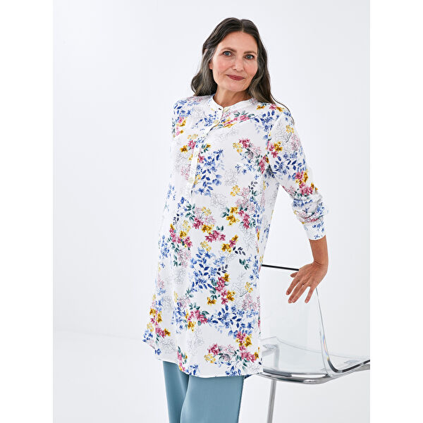 LCW GRACE Hakim Yaka Çiçek Baskılı Uzun Kollu Viskon Kadın Tunik
