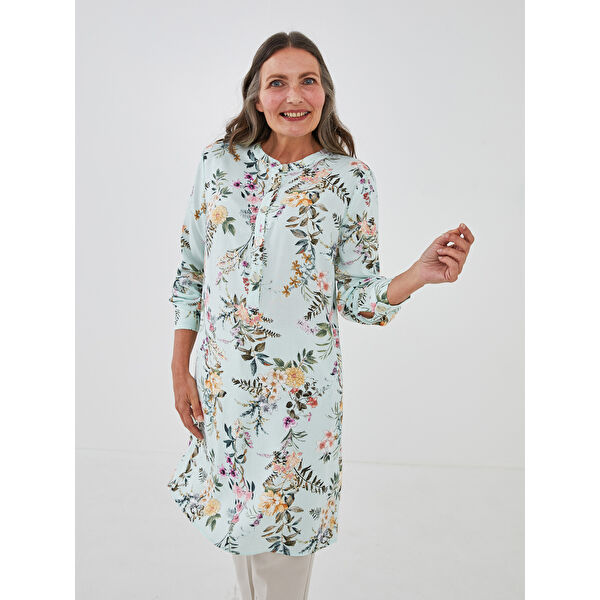 LCW GRACE Hakim Yaka Çiçek Baskılı Uzun Kollu Viskon Kadın Tunik