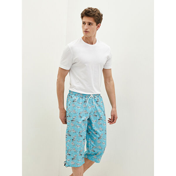 Uzun Boy Desenli Erkek Deniz Şortu Uzun Boy Desenli Erkek Deniz Şortu