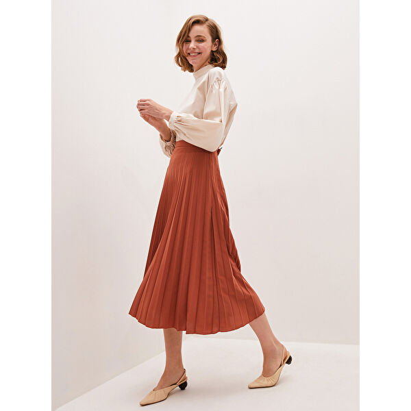 MODEST Beli Lastikli Medine İpeği Kumaş Kadın Pileli Etek