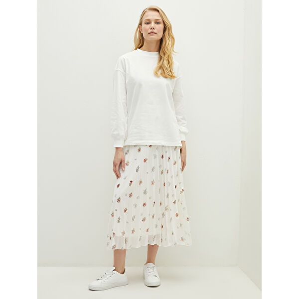 MODEST Desenli Şifon Kadın Pileli Etek