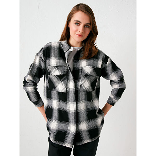 LCW CLASSIC Cep Detaylı Ekose Uzun Kollu Kadın Gömlek