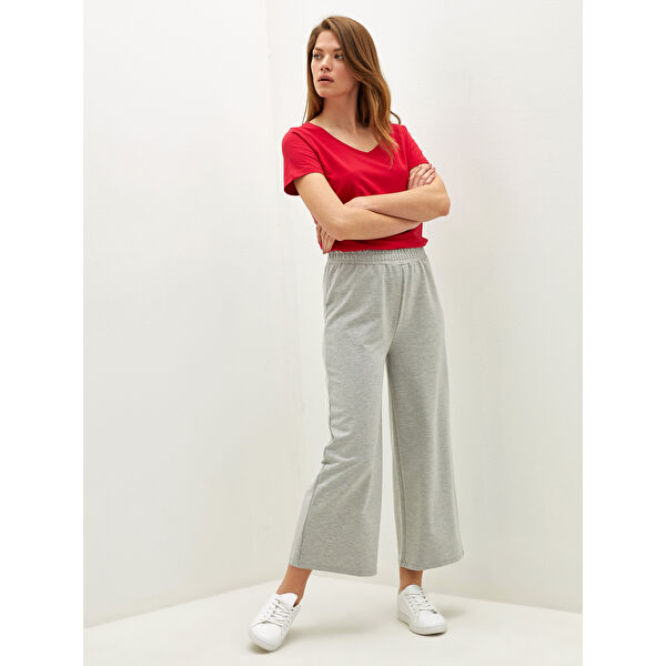 Beli Lastikli Düz Kadın Capri