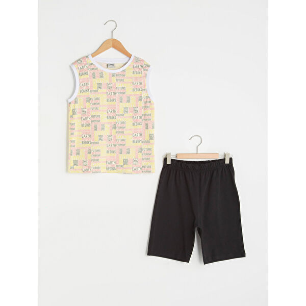 Bisiklet Yaka Baskılı Pamuklu Erkek Çocuk Atlet ve Şort Bisiklet Yaka Baskılı Pamuklu Erkek Çocuk Atlet ve Şort
