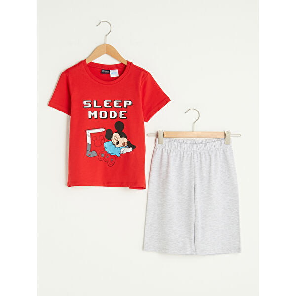 Bisiklet Yaka Mickey Mouse Baskılı Kısa Kollu Erkek Çocuk Şortlu Pijama Takımı Bisiklet Yaka Mickey Mouse Baskılı Kısa Kollu Erkek Çocuk Şortlu Pijama Takımı
