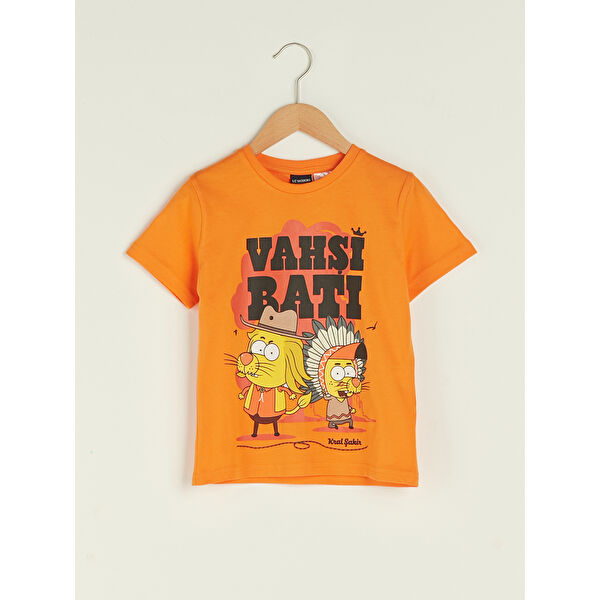 Bisiklet Yaka Kral Şakir Baskılı Kısa Kollu Pamuklu Erkek Çocuk Tişört Bisiklet Yaka Kral Şakir Baskılı Kısa Kollu Pamuklu Erkek Çocuk Tişört