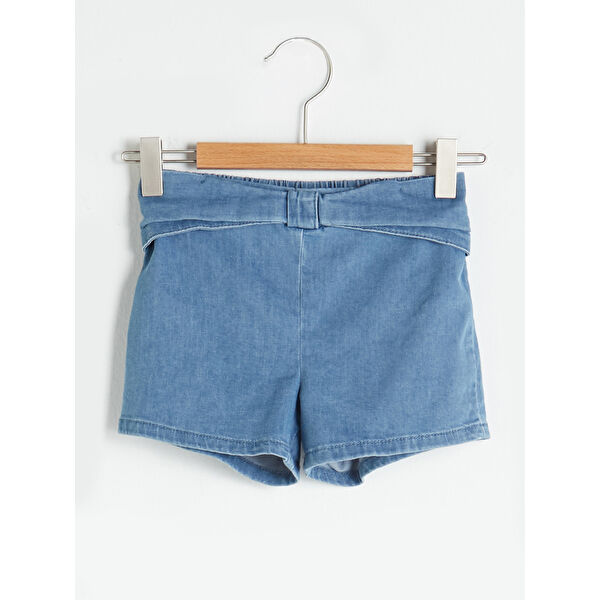 LCW GREEN Beli Lastikli Basic Kız Bebek Jean Şort