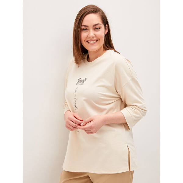 LCW GREEN Bisiklet Yaka Baskılı Kadın Tişört