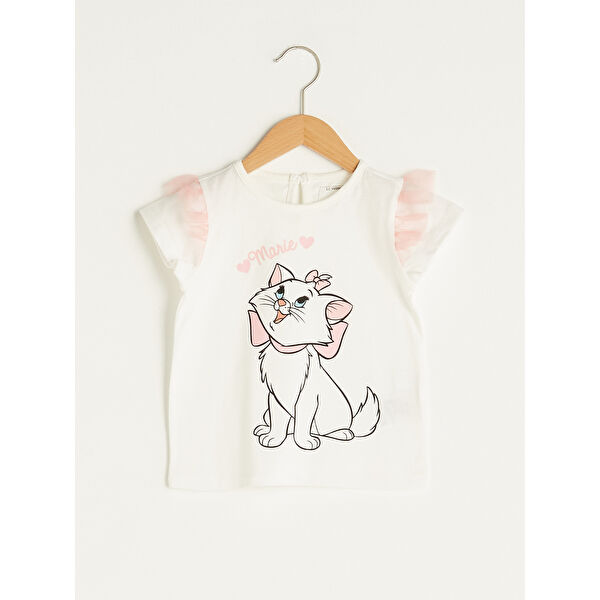 Bisiklet Yaka Kısa Kollu Marie the Cat Baskılı Kız Bebek Tişört Bisiklet Yaka Kısa Kollu Marie the Cat Baskılı Kız Bebek Tişört